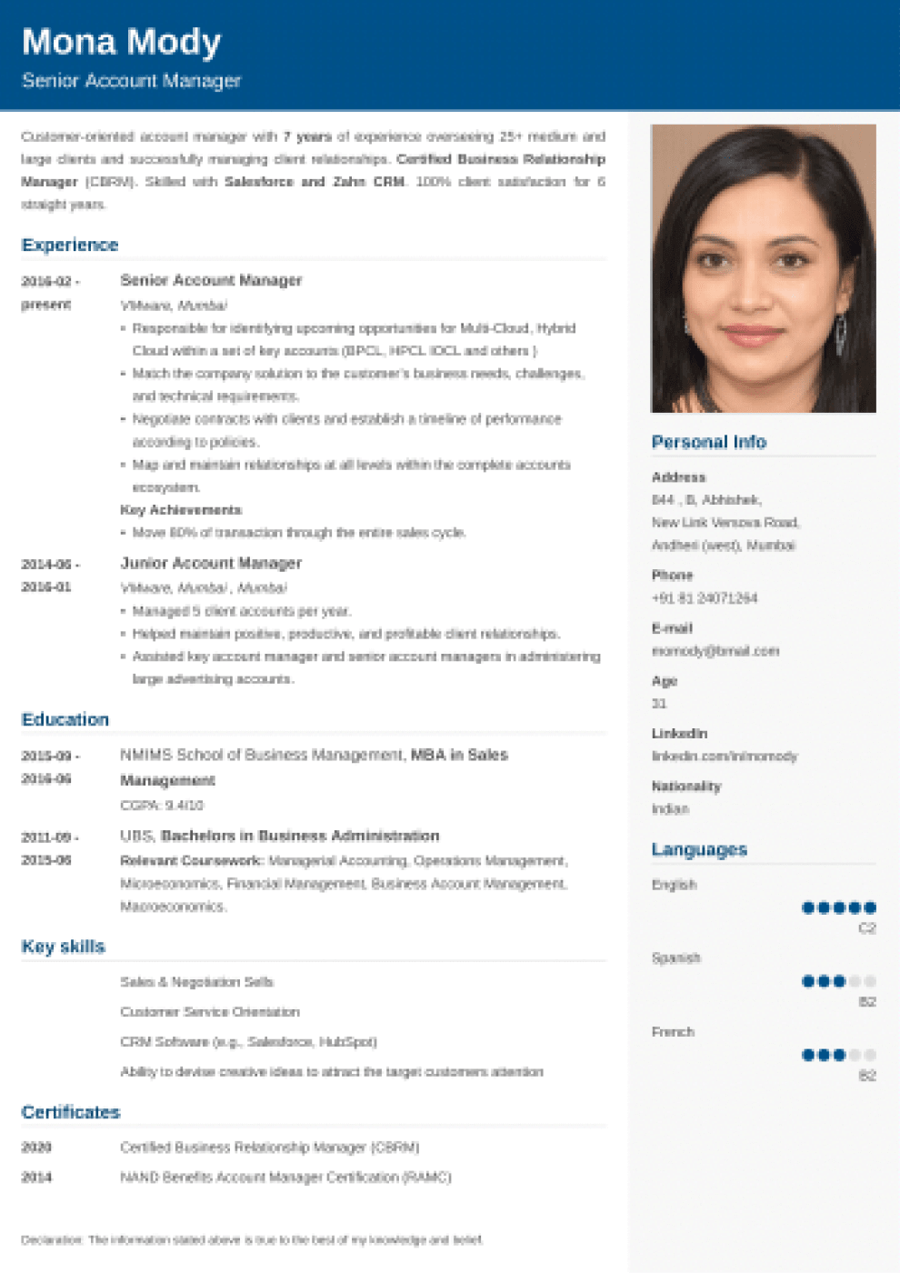Curriculum Vitae Format Best Cv Formats Cv Formats Riset