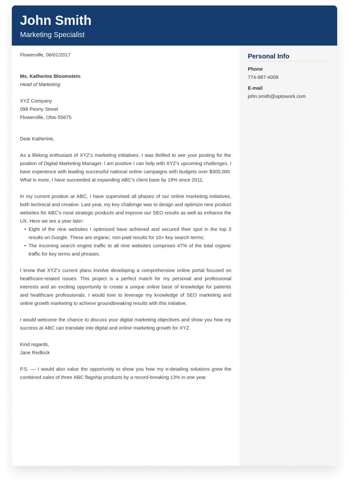 Cover Letter Example Template For Your Needs Letter Template Collection
