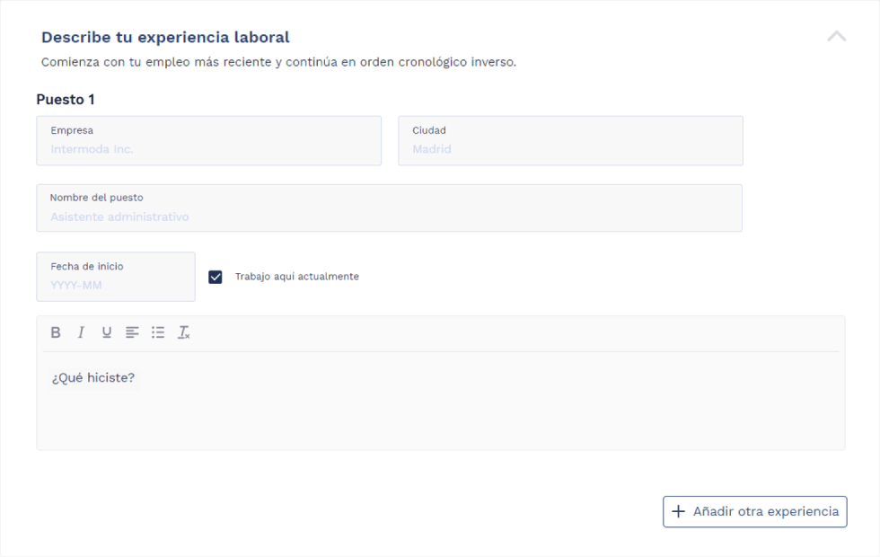 Editor de Currículum Online: Crea tu propio CV en Línea