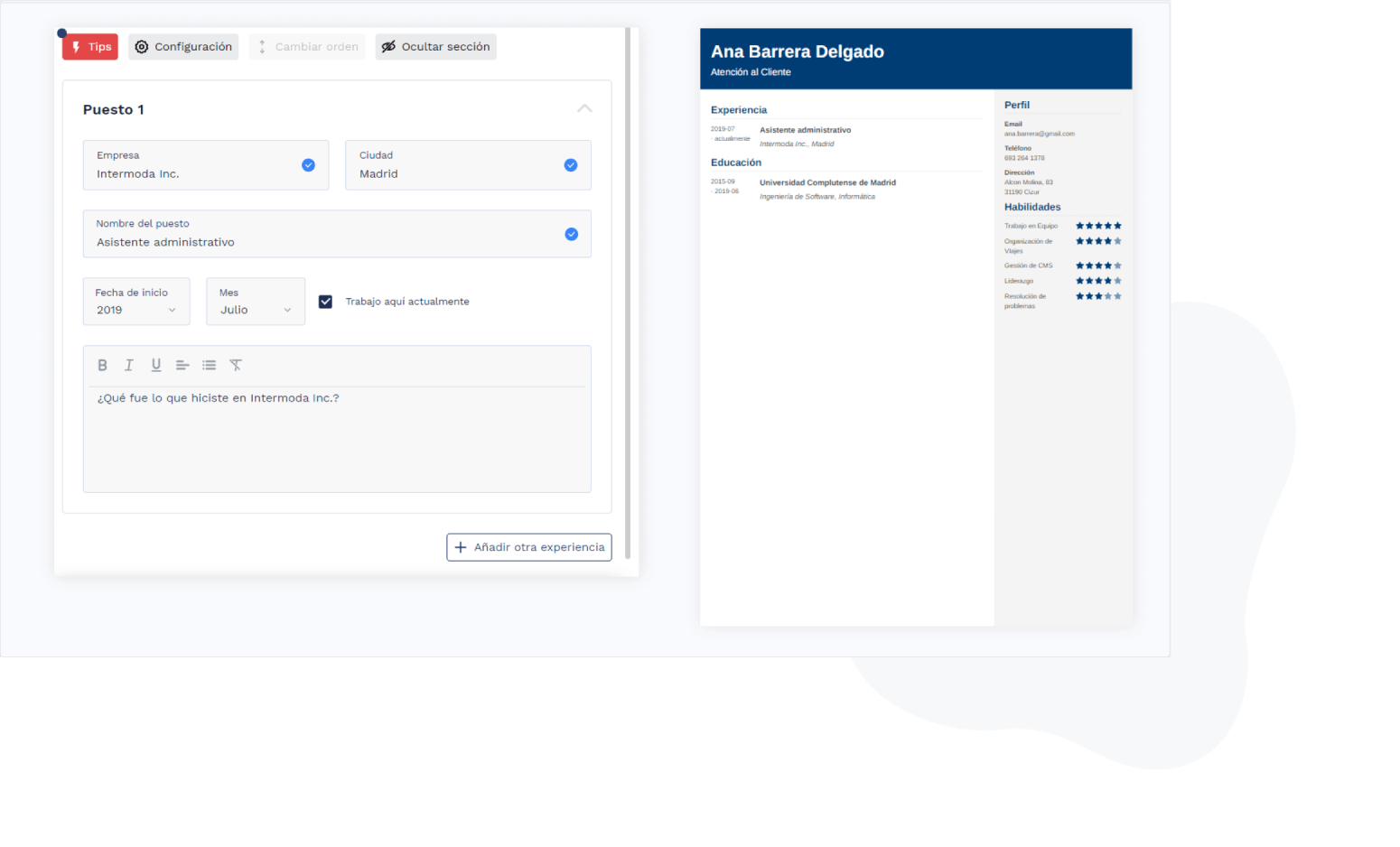 Editor de Currículum Online: Crea tu propio CV en Línea