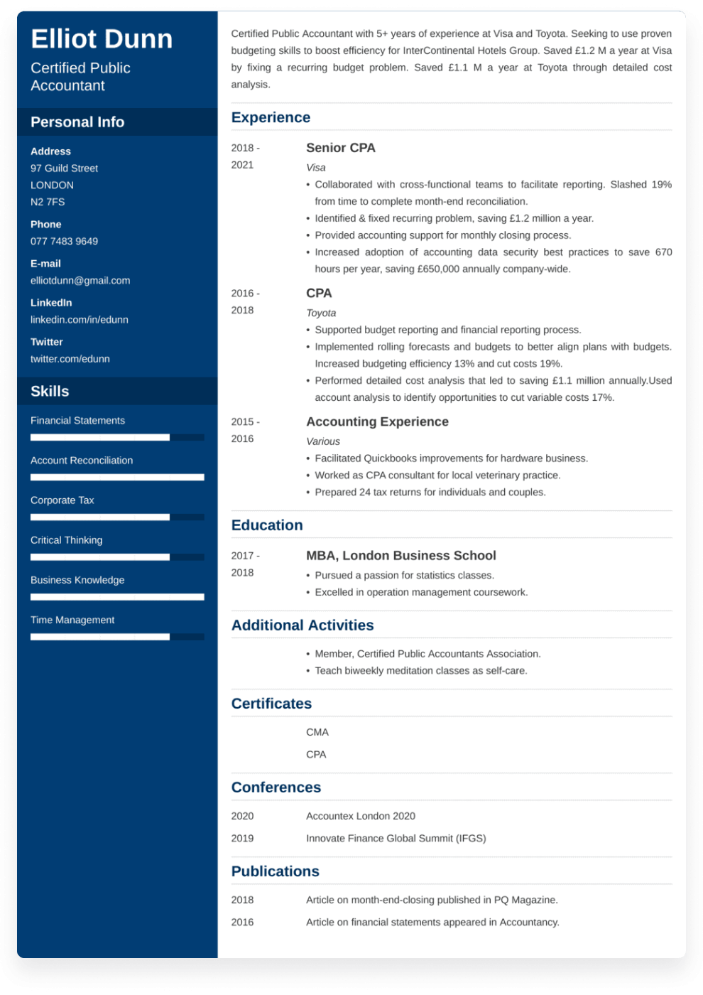 50 Free CV Examples A Sample Curriculum Vitae For Every Job