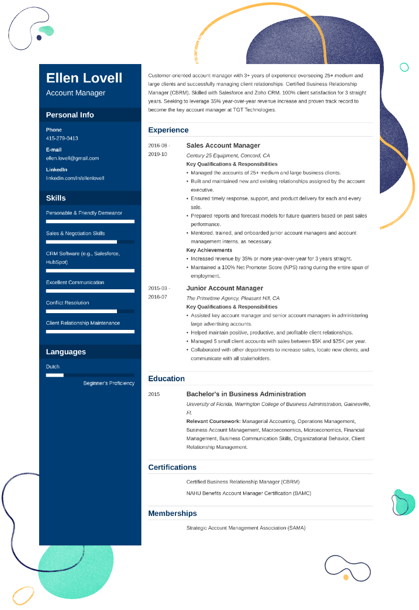 Account Manager CV: Examples and 25+ Writing Tips