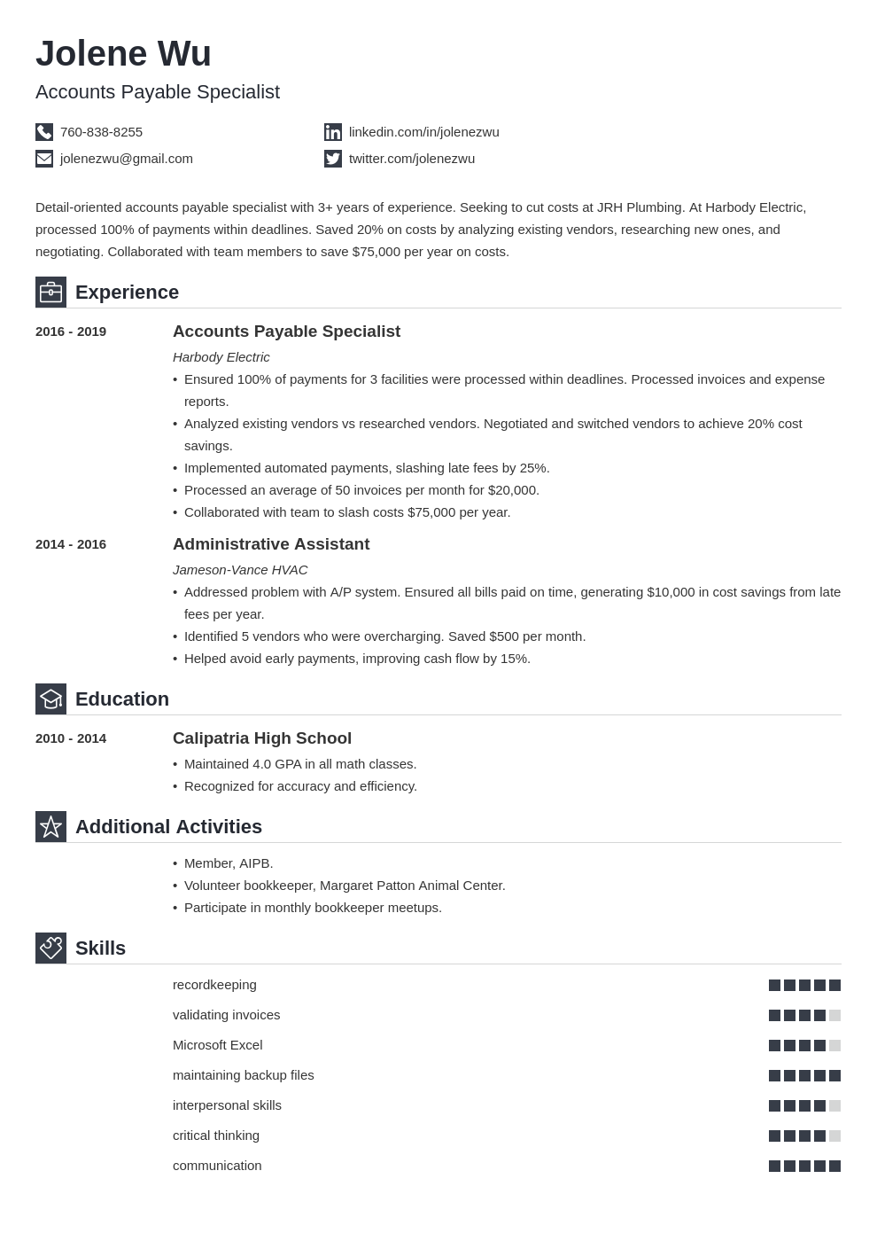 Accounts Payable Resume Sample Job Description For 2024