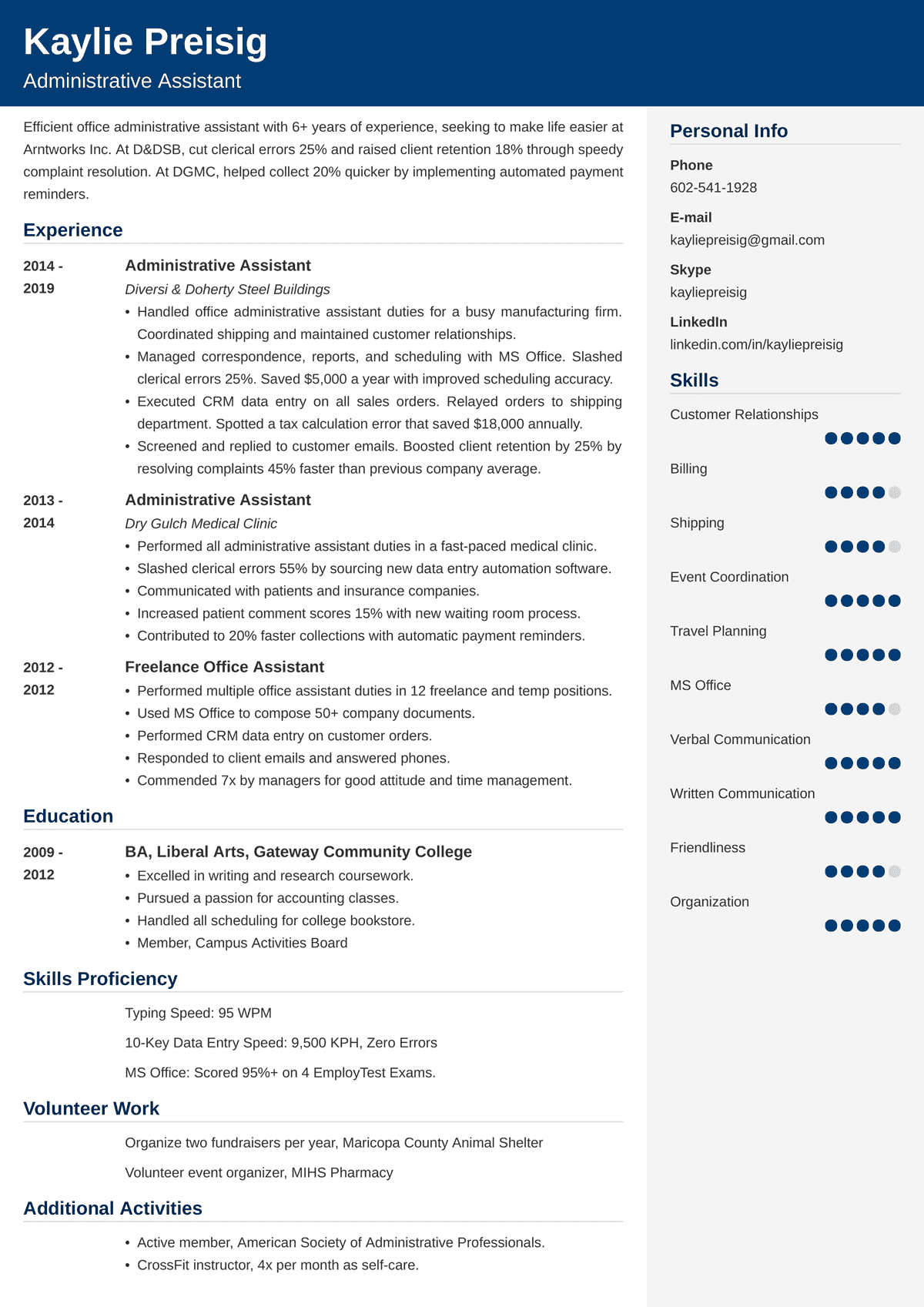 Administrative Assistant CV 25 Examples And Writing Tips