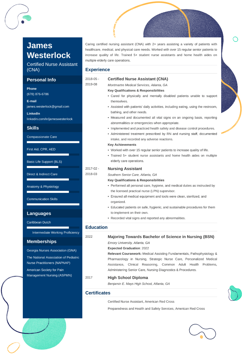 Certified Nurse Assistant (CNA) CV—Examples & Writing Tips