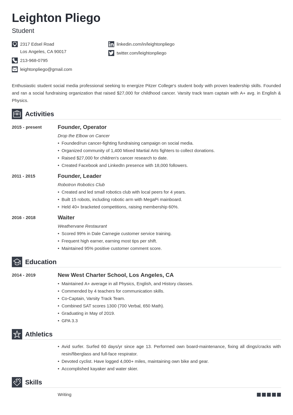 University Application CV Examples Template Writing Tips
