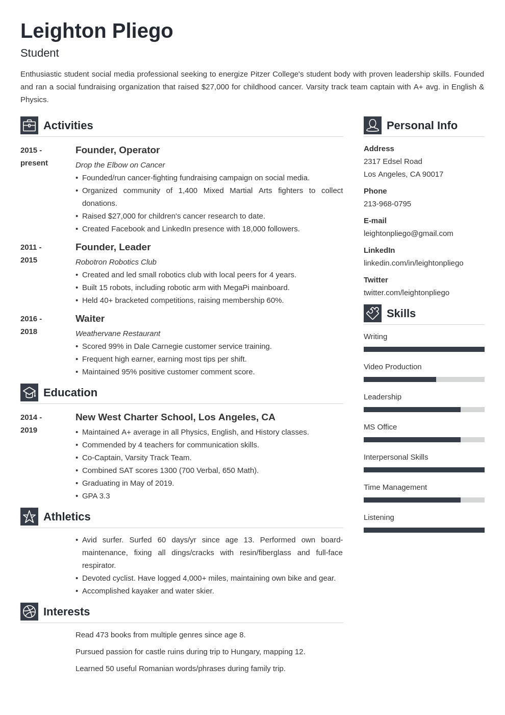 University Application CV Examples Template Writing Tips