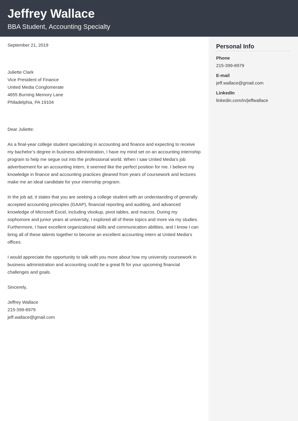 Accounting Cover Letter Examples Ready To Use Templates