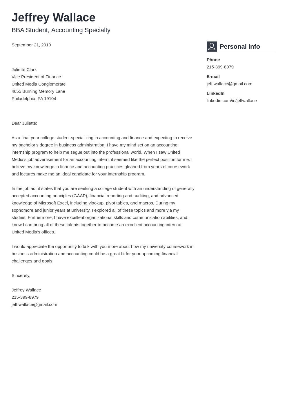 Accounting Cover Letter Examples Ready To Use Templates