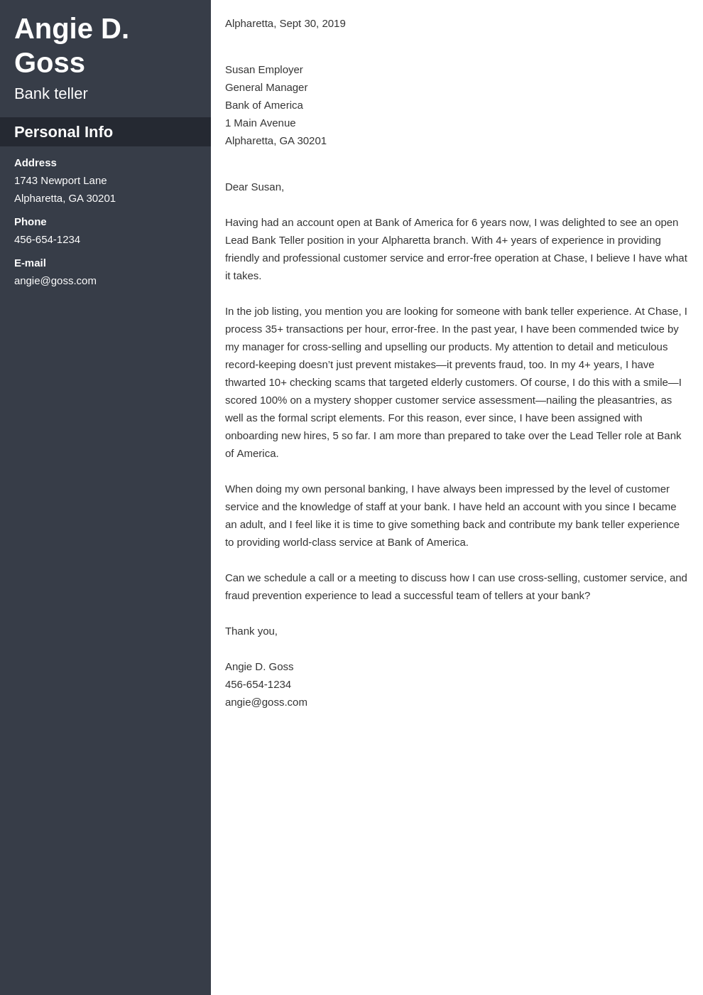 Bank Teller Cover Letter Examples Templates For 2024