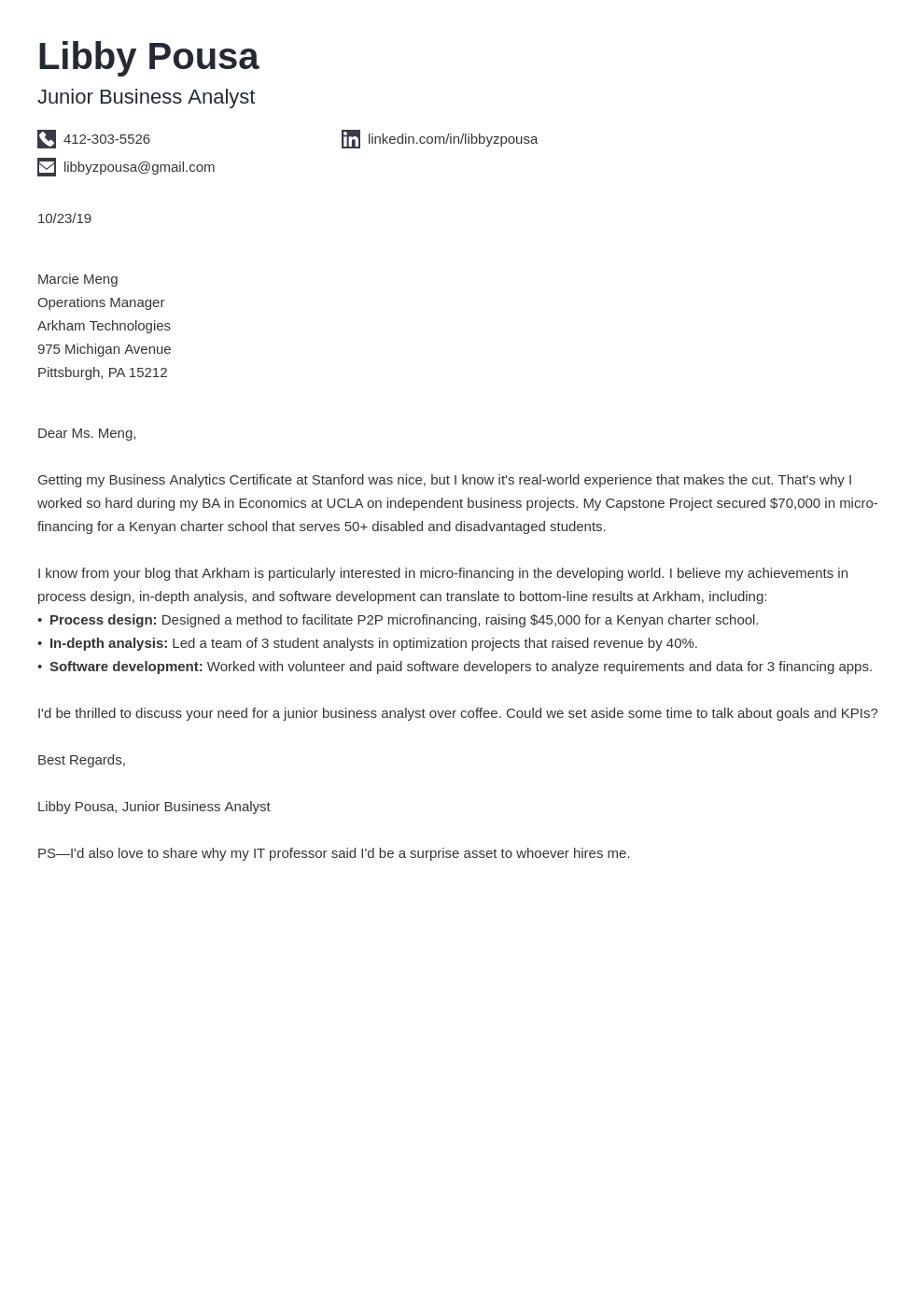 Business Analyst Cover Letter Examples Templates 2022 