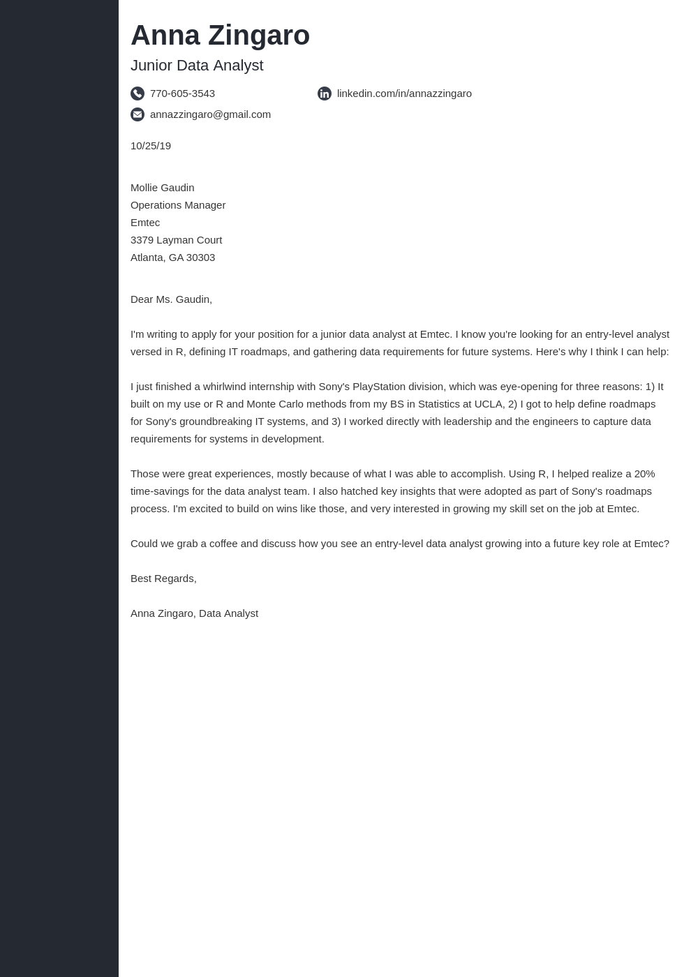 Data Analyst Cover Letter Examples Ready to Use Templates