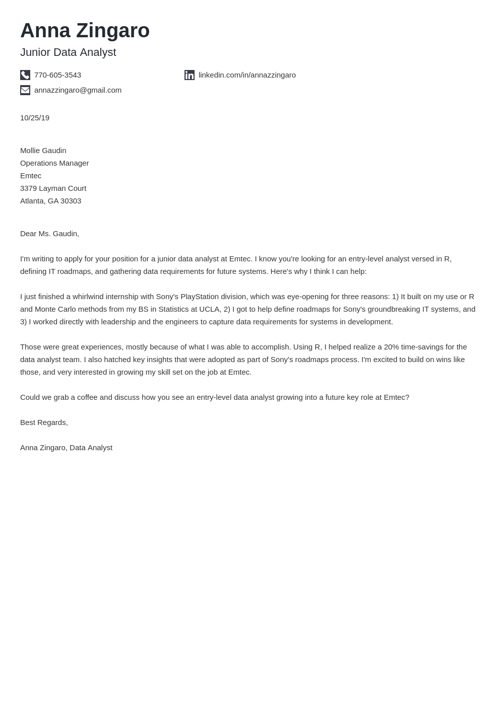 Data Analyst Cover Letter Examples And Samples For 2023
