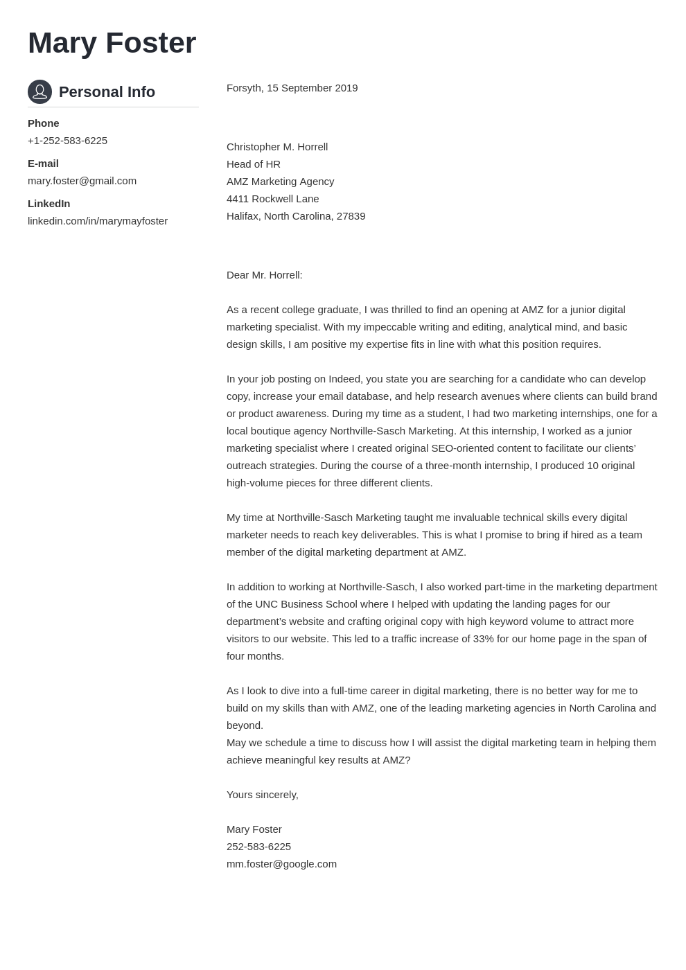 Digital Marketing Cover Letter Examples also Internship 