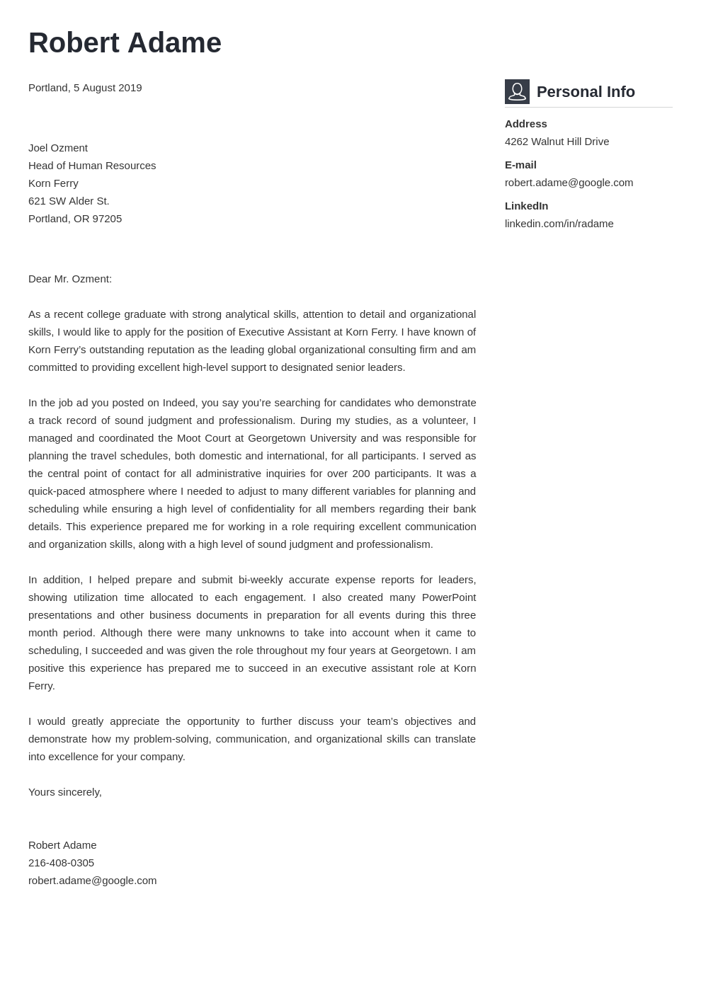 Executive Assistant Cover Letter Examples Guide