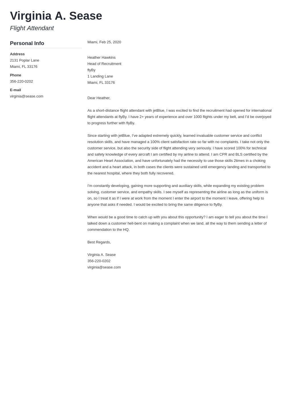  Example Of Job Application Letter For Flight Attendant Free 6 Sample 