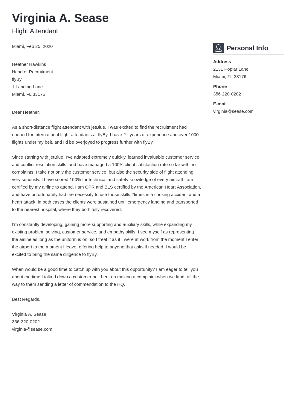 Flight Attendant Cover Letter Examples Guide For 2024