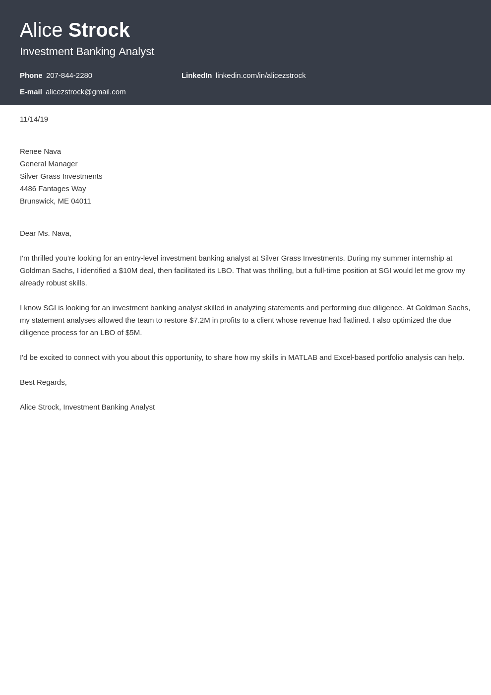Investment Banking Cover Letter Examples Templates 2024 