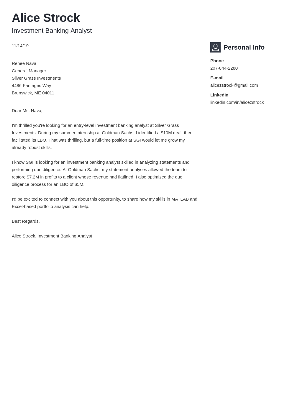 Investment Banking Cover Letter Examples Templates 2023 