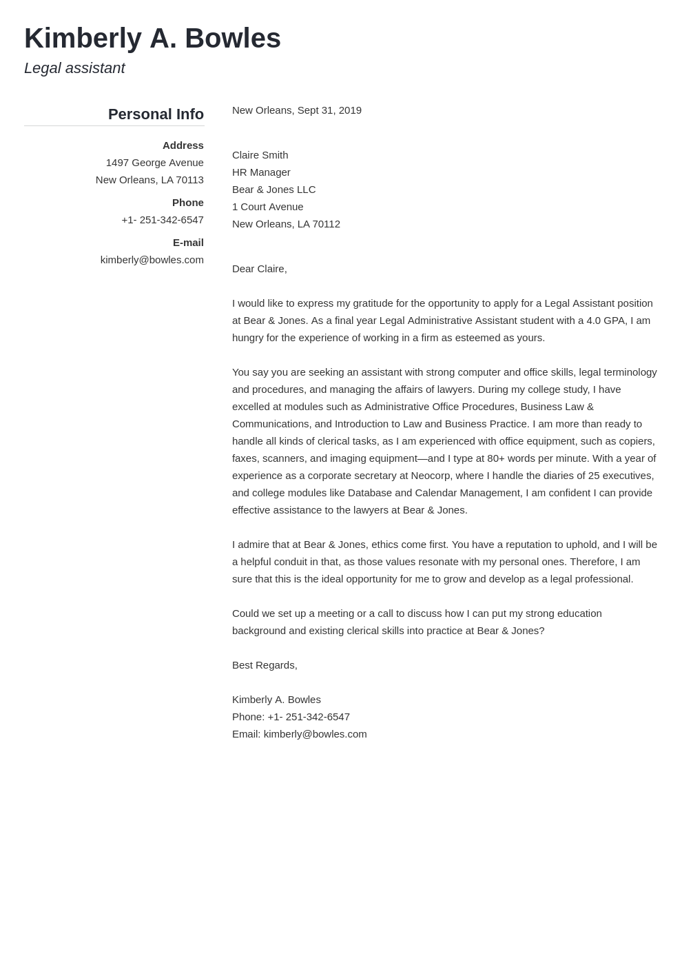  Legal Assistant Cover Letter Examples Templates 2023 
