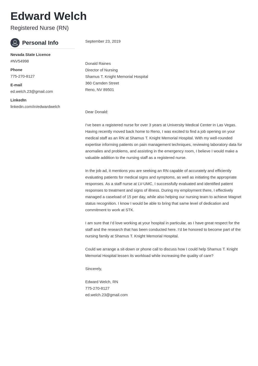 Nurse Cover Letter Template Frameimage