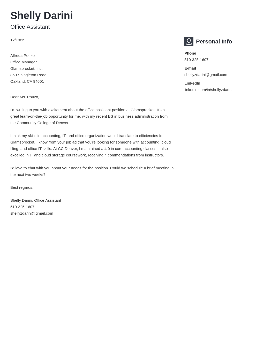 Office Assistant Cover Letter Examples Templates For 2023