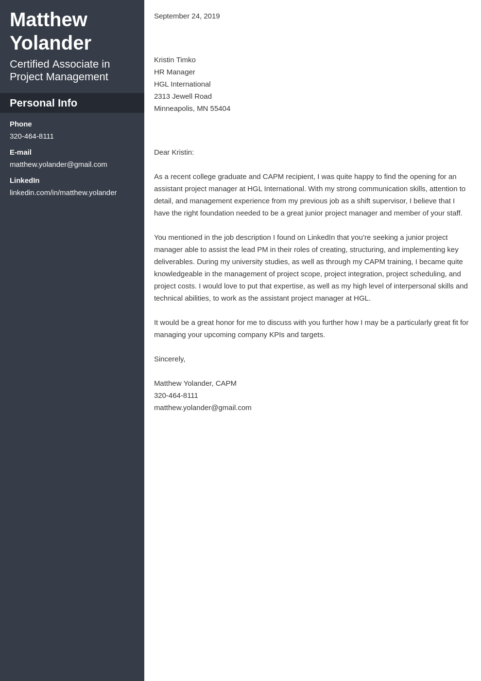 Project Manager Cover Letter Examples For 2024 Template 