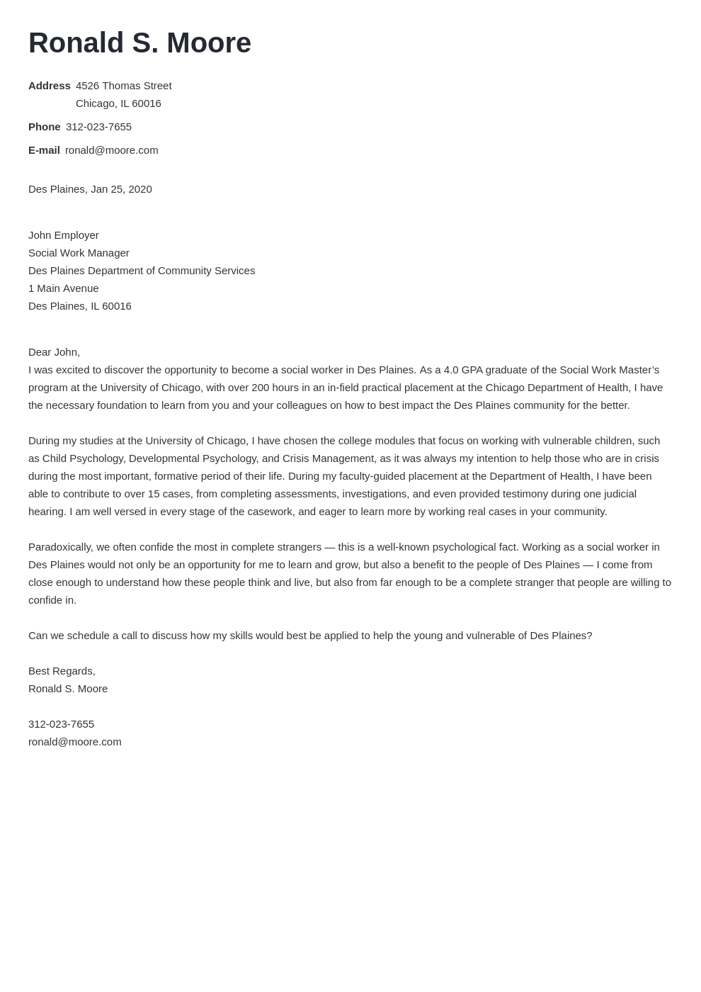 Social Work Cover Letter Example Ready To Use Templates