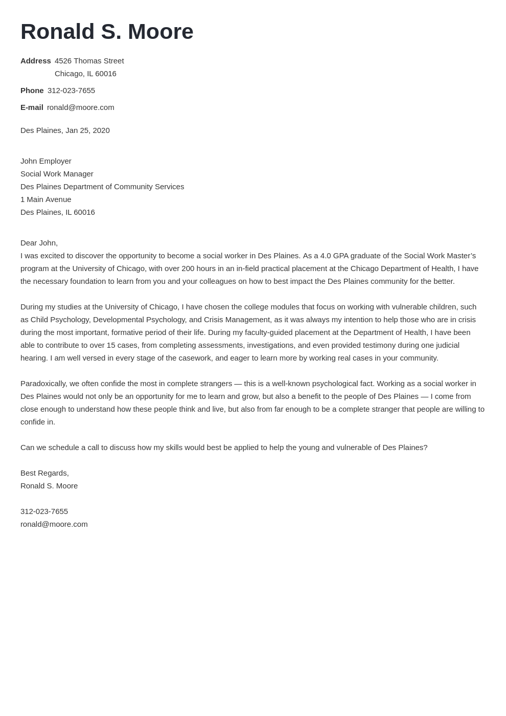 Social Work Cover Letter Example Ready To Use Templates