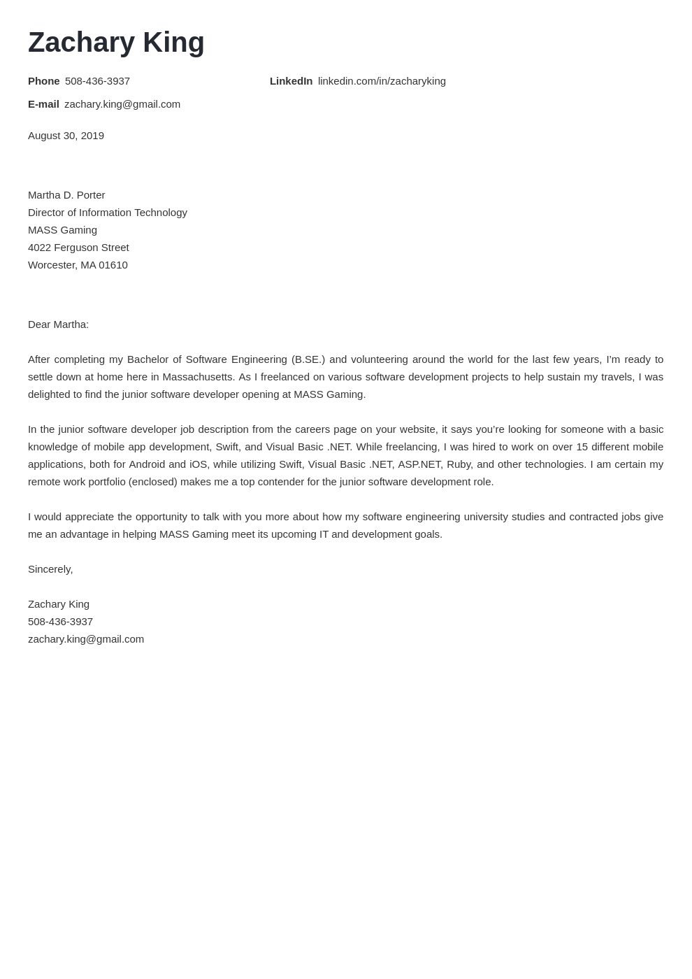 Software Engineer Cover Letter Examples For 2024