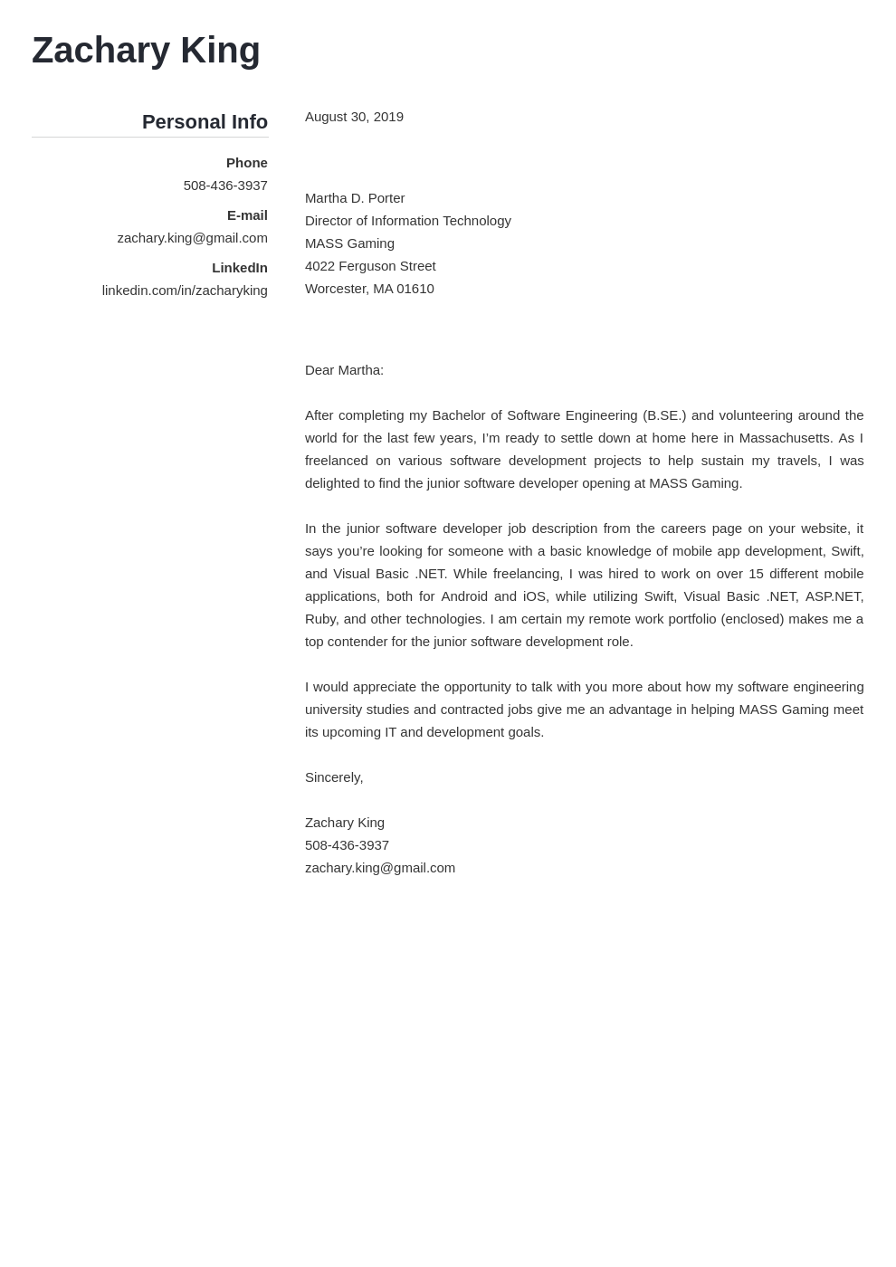 Software Engineer Cover Letter Examples For 2023