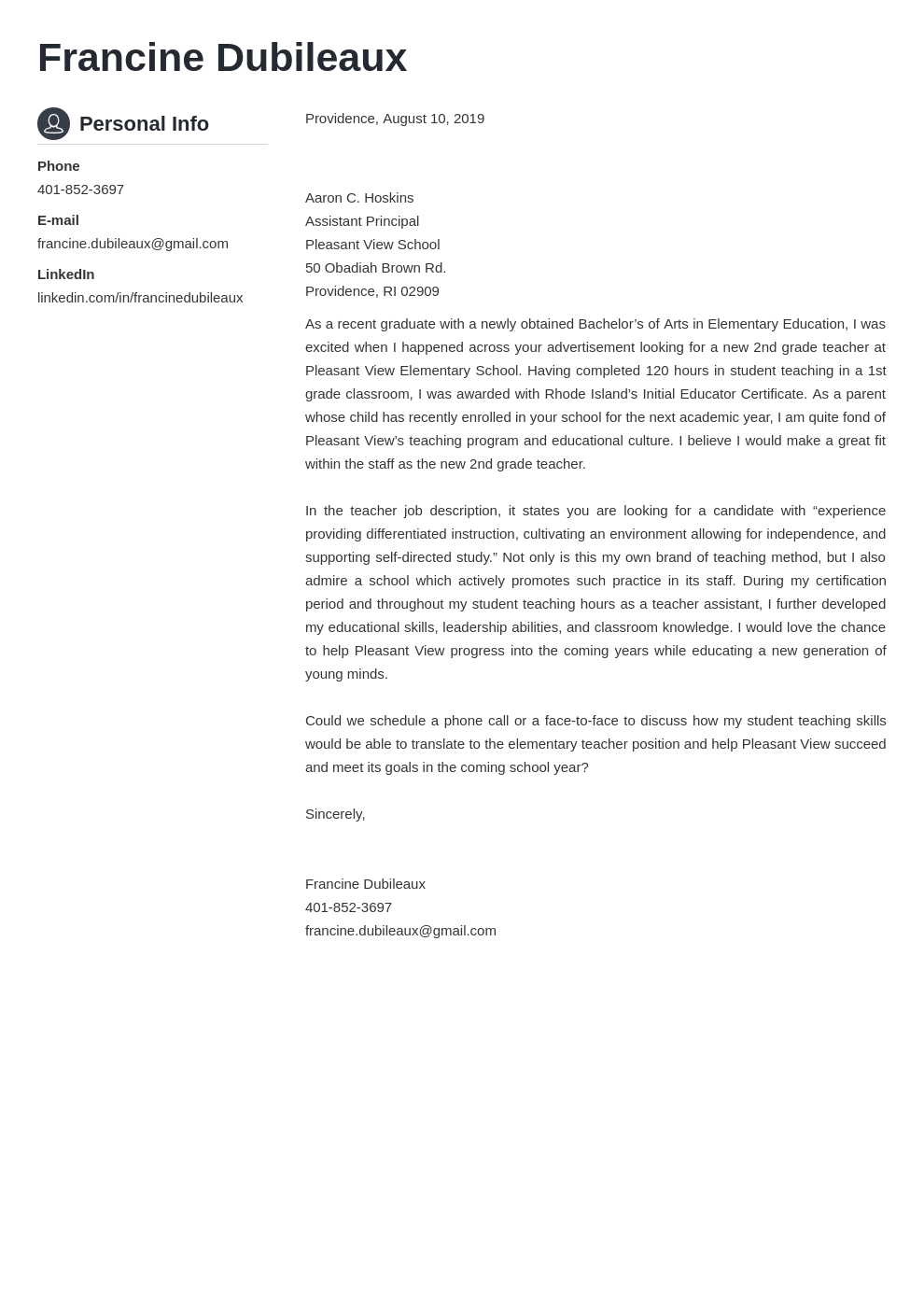 Examples Of Application Letter Teaching Position Best Master Teacher 