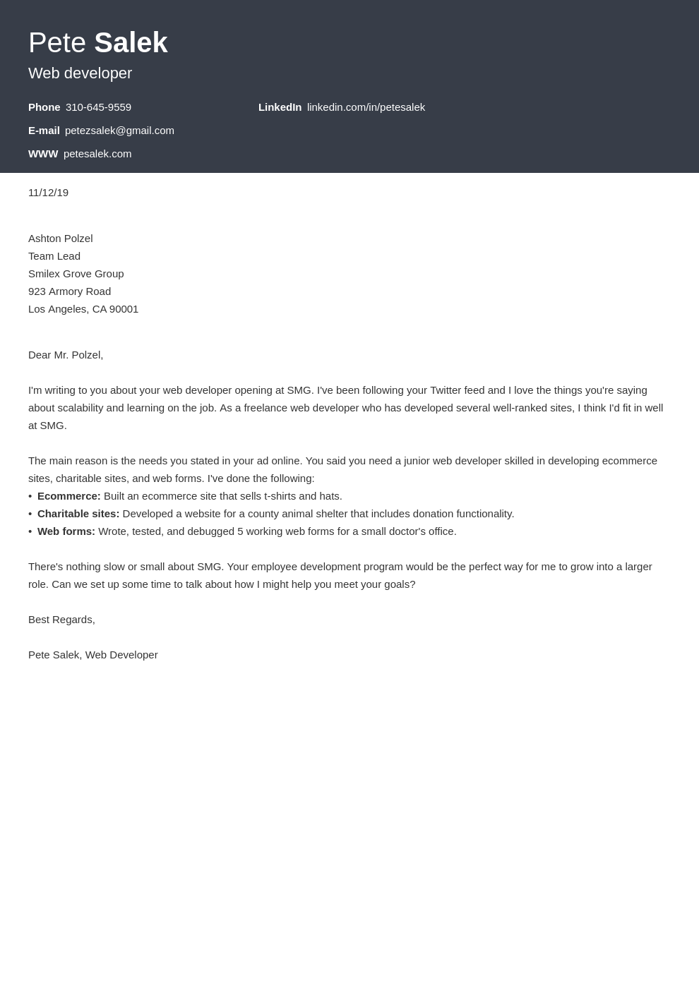 Web Developer Cover Letter Examples Best Templates 2024 