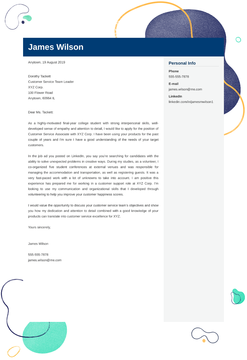 Example Customer Service Cover Letter Collection Letter Template 