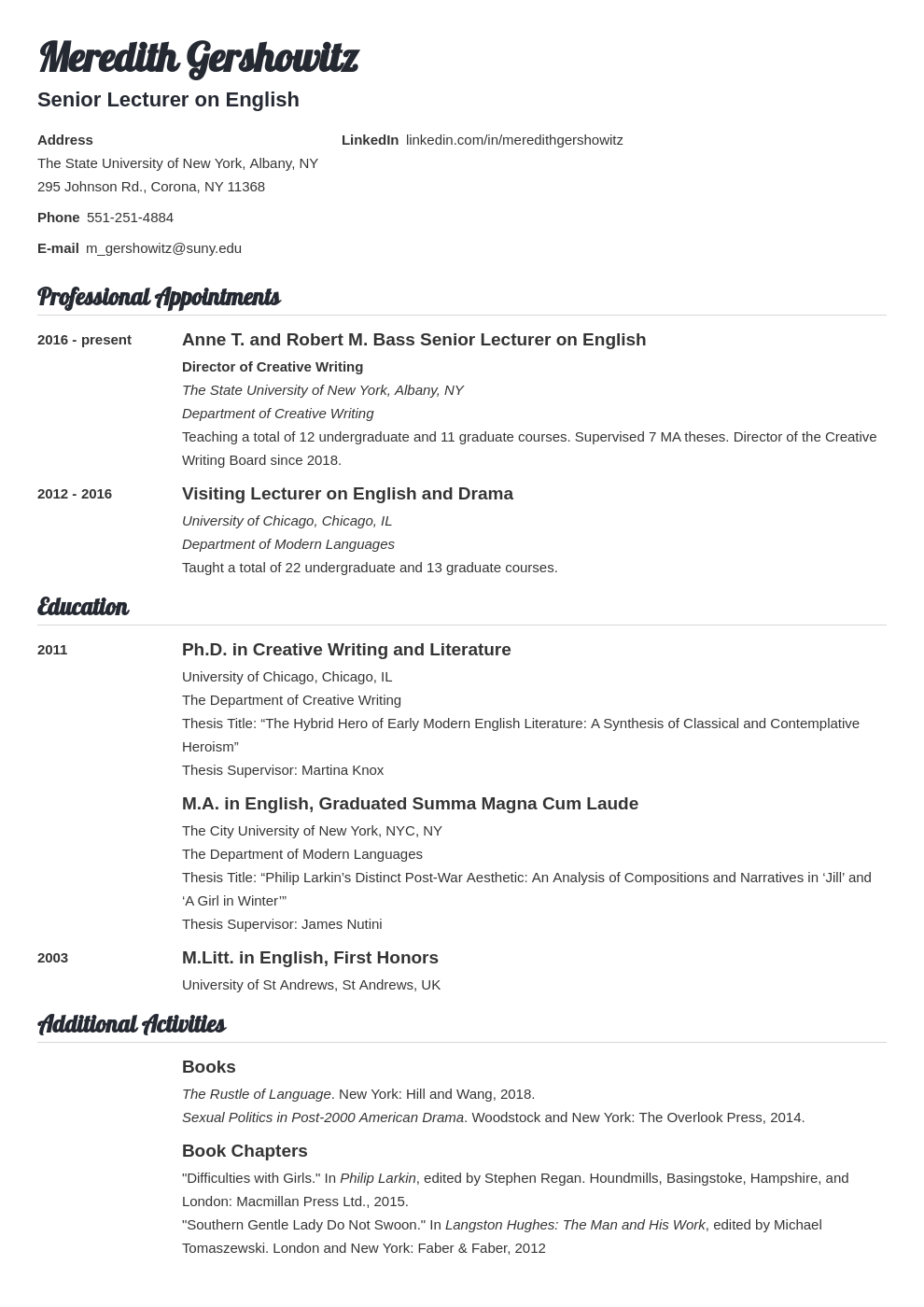 Academic Cv Format Download Riset