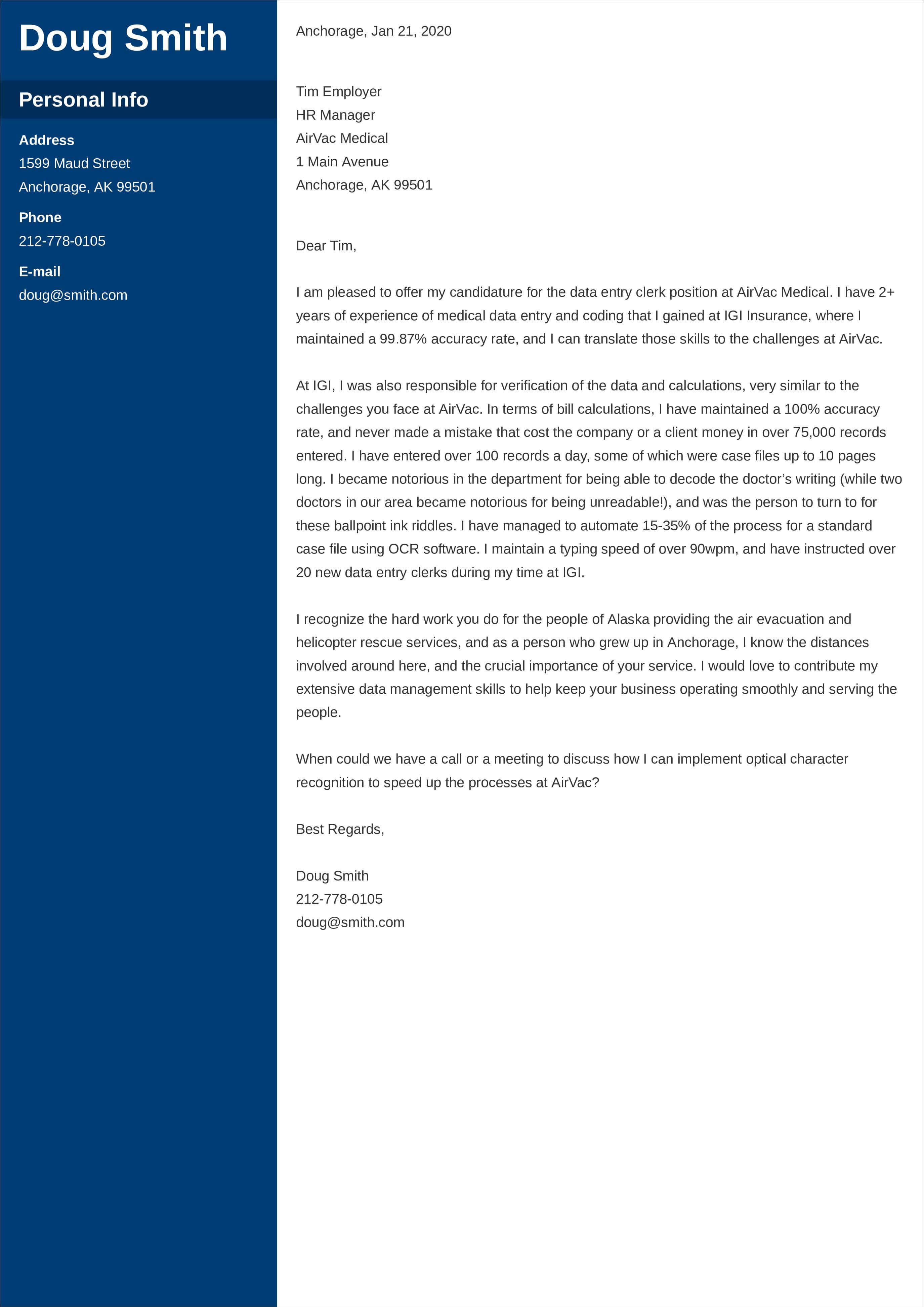 Data Entry Cover Letter Examples Template Entry Level 