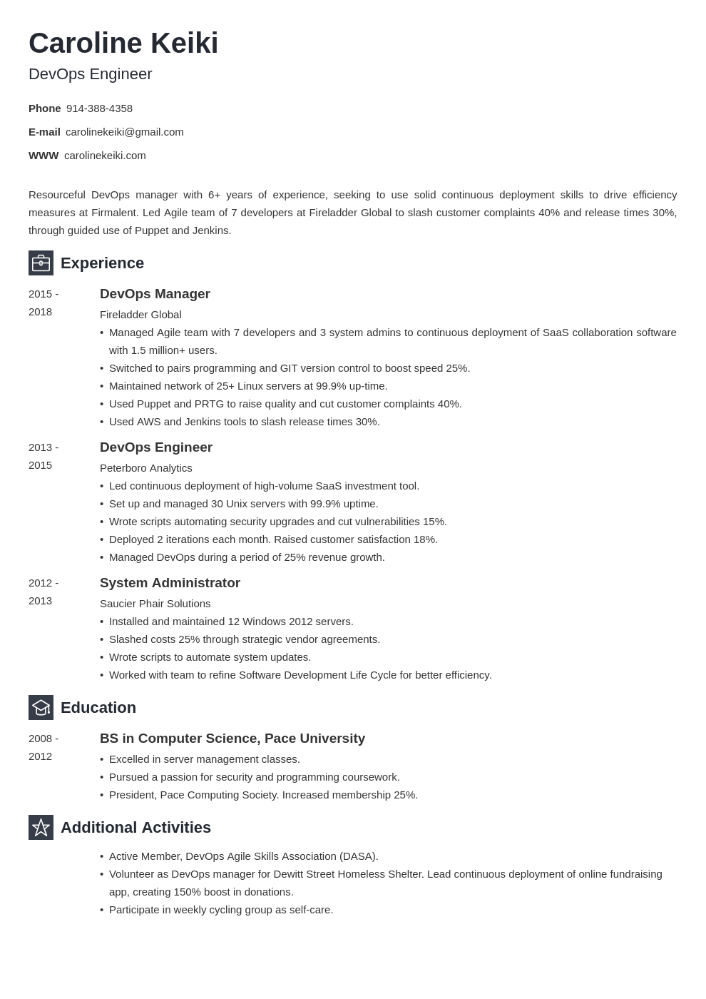 DevOps Resume Sample Template 25 Examples And Writing Tips
