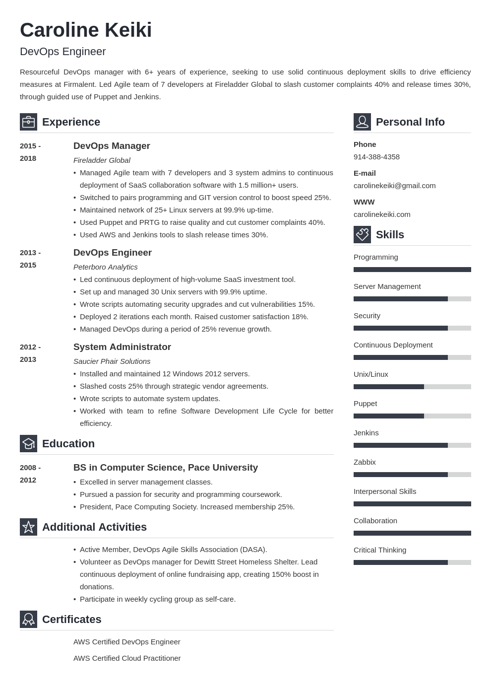 DevOps Resume Sample Template 25 Examples And Writing Tips