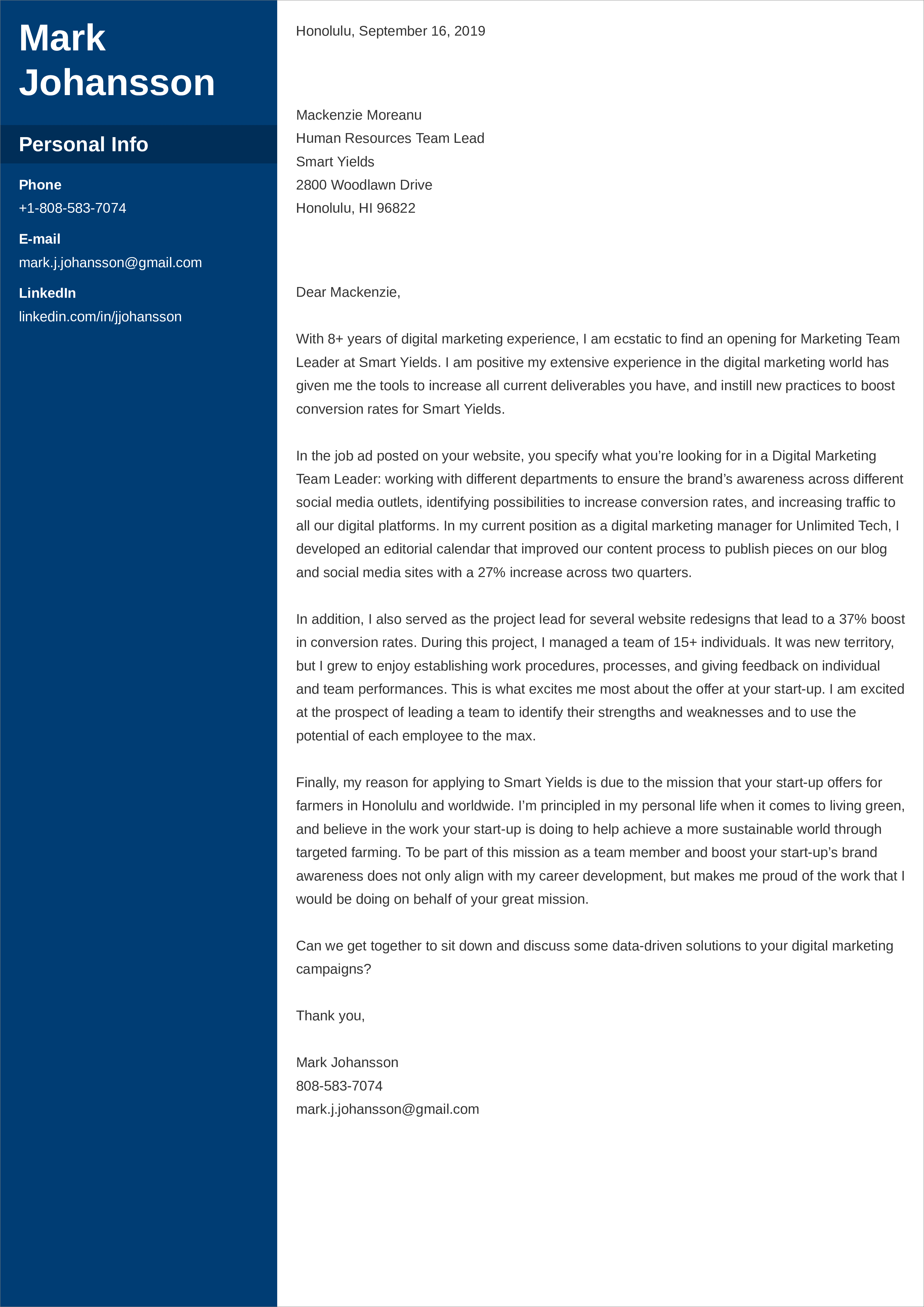 Digital Marketing Cover Letter Slidesharetrick