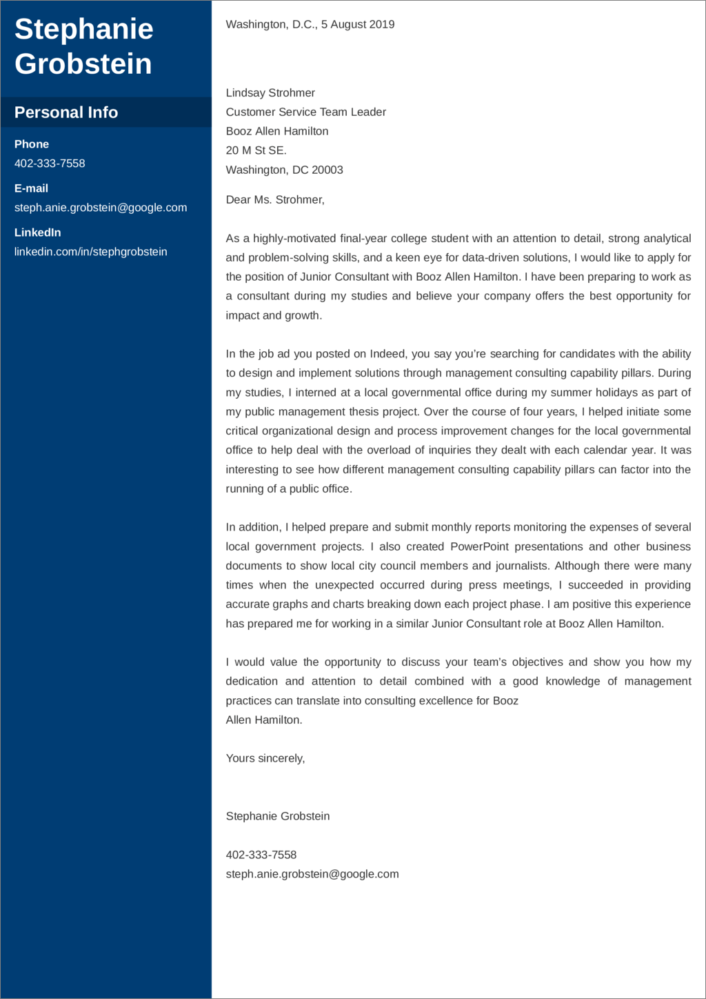 Consulting Cover Letter Examples Ready To Use Templates