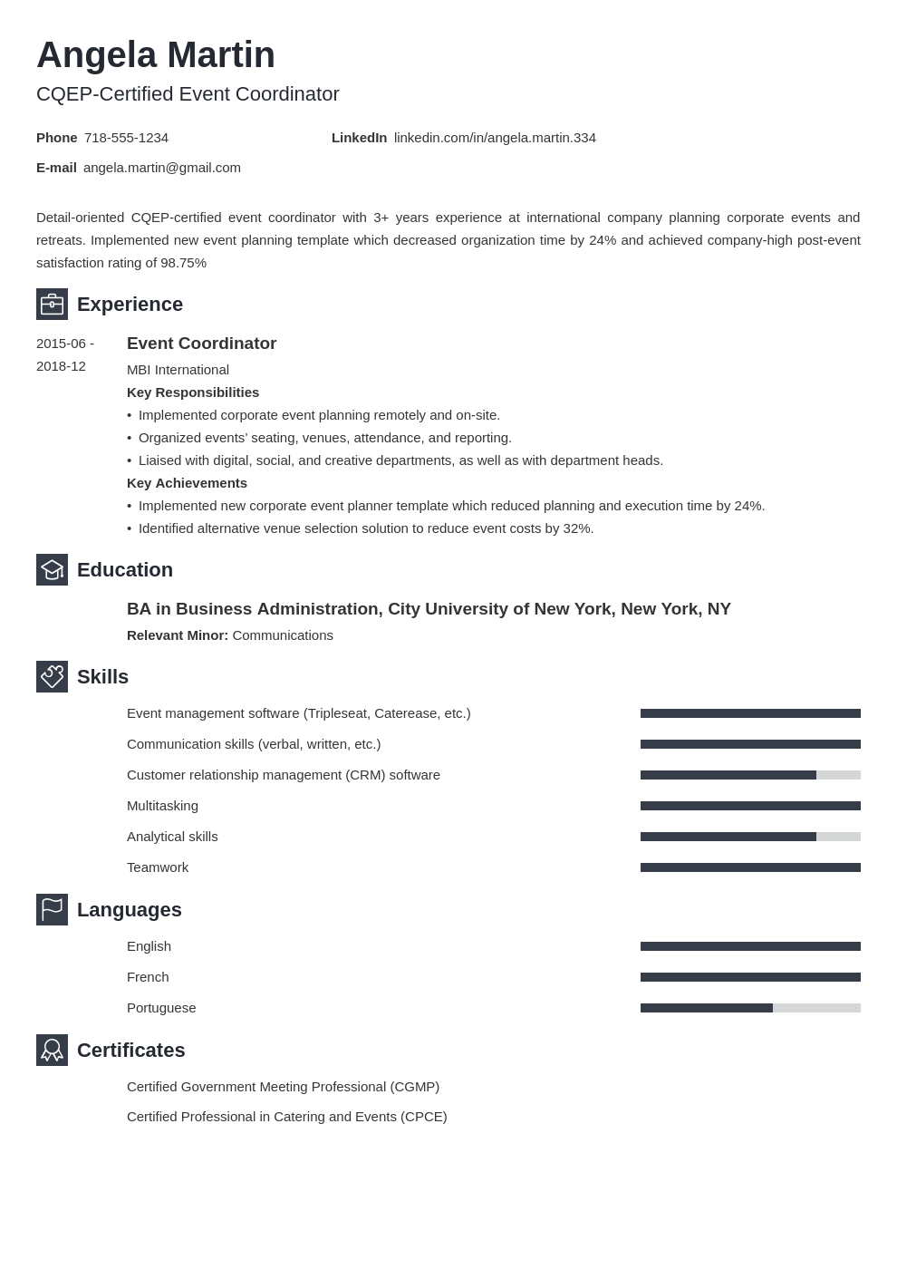 Event Planner Resume Template Examples For 2025