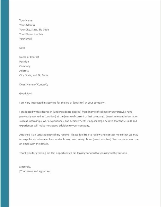 50 Microsoft Word Cover Letter Templates Free Download 