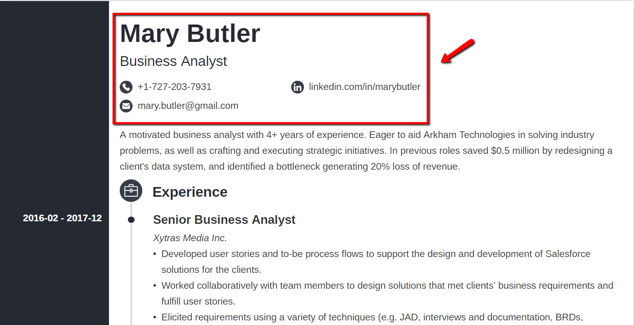 Resume Header Examples Template Tips For Great Headings