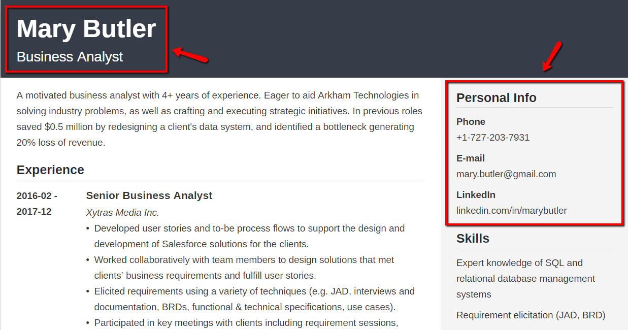 CV Header Examples Template And Ideas On Writing Headings