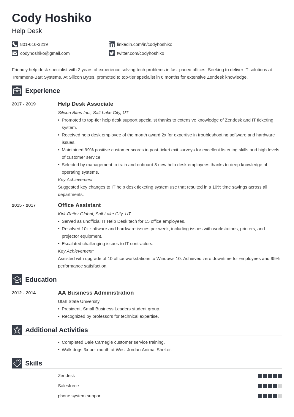 IT Help Desk Resume Examples And 25 Writing Tips