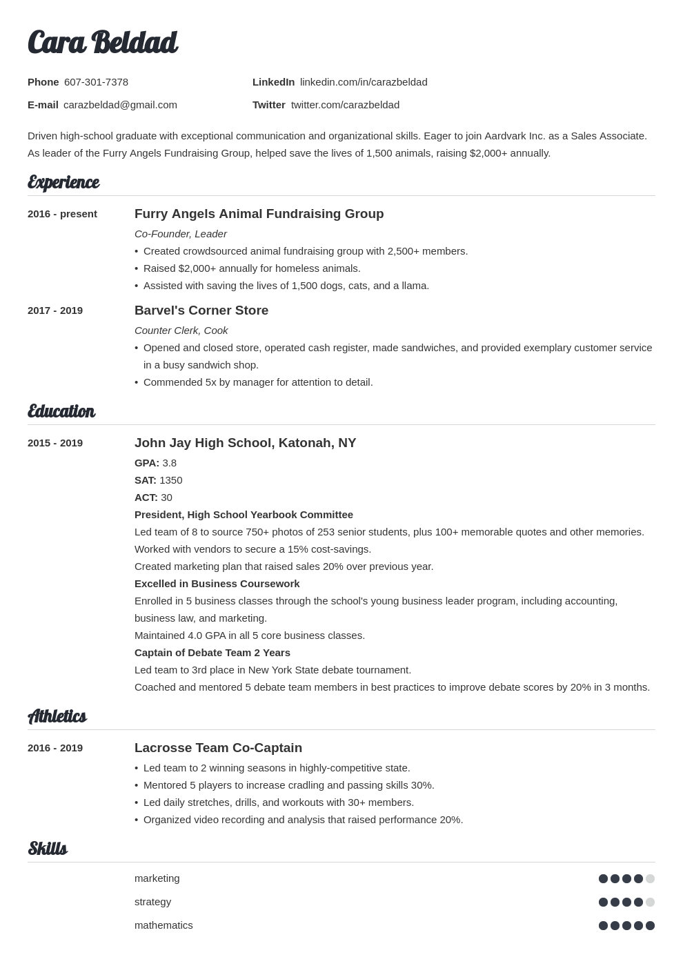High School Graduate Resume Examples 2023 Ready 