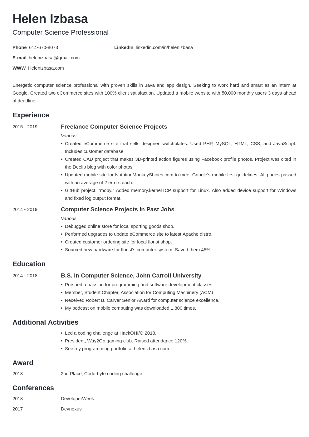 CV For Internship Sample 25 Writing Tips
