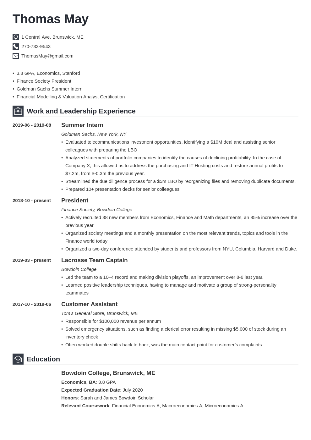 Investment Banking CV Template And 25 Writing Tips