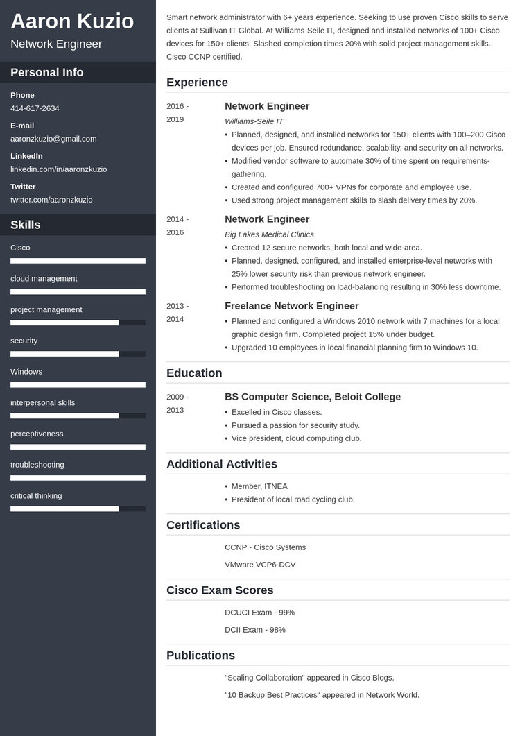 Network Engineer CV Examples And 25 Writing Tips Network Engineer CV Examples And 25 Writing Tips