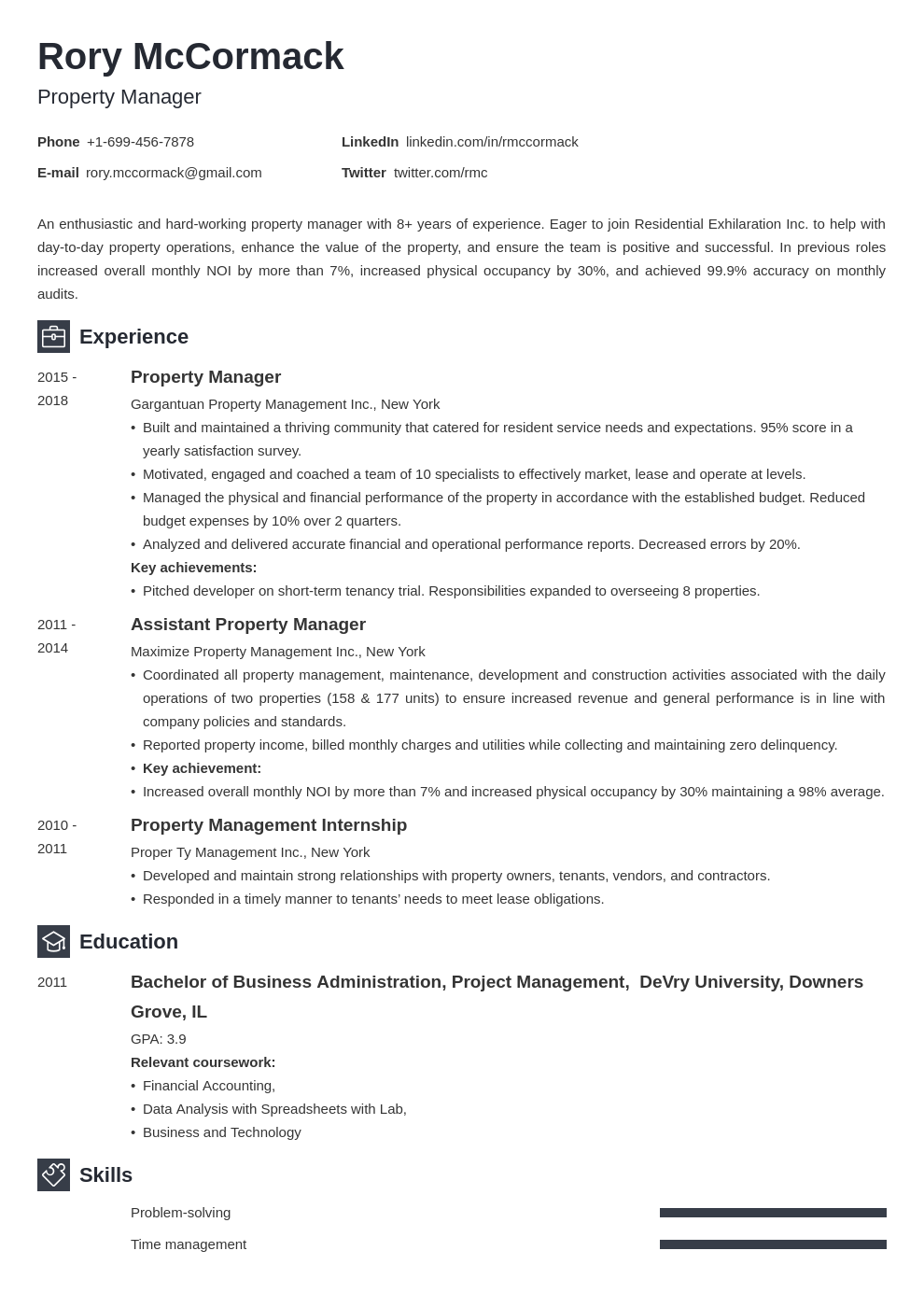Property Manager Resume Sample Templates For 2023 Property Manager Resume Sample Templates For 2023